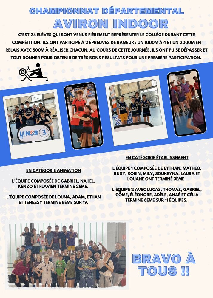 Championnat Départemental Aviron Indoor - [Collège Jean Moulin]